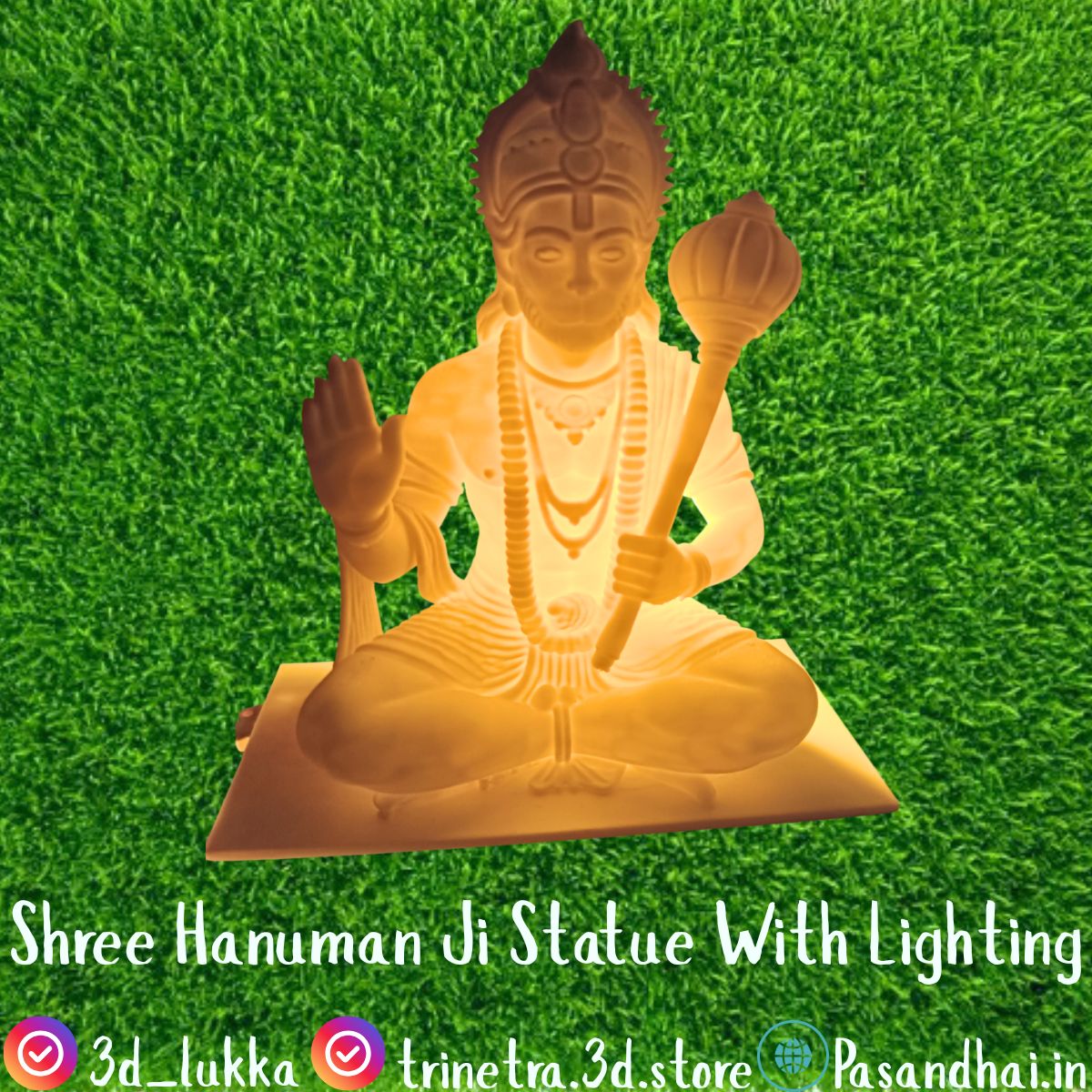Lord Hanuman Statue – 3D Printed with LED Lighting (6”, 8”, 10”) - From ...